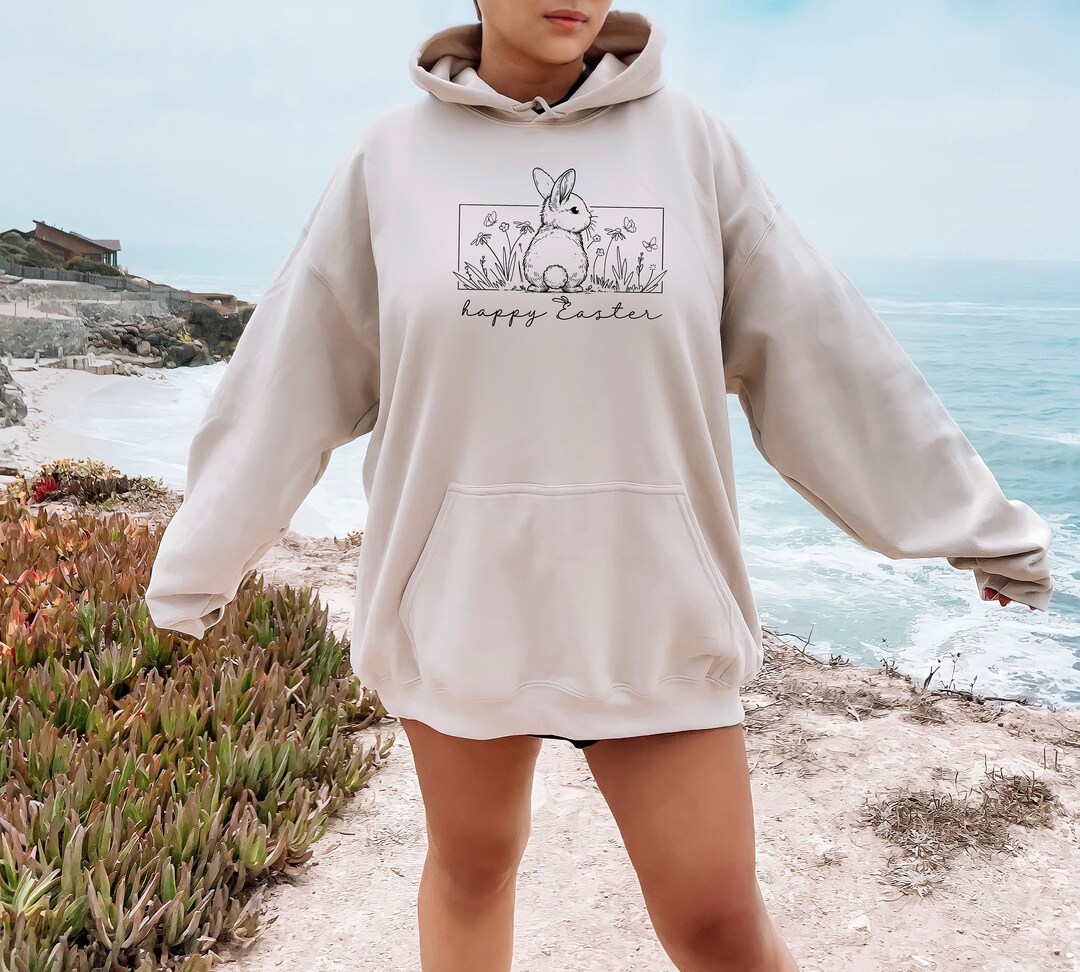 Happy Easter Hoodie, Easter Bunny Hoodie, Floral Bunny Hoodie, Rabbit ...