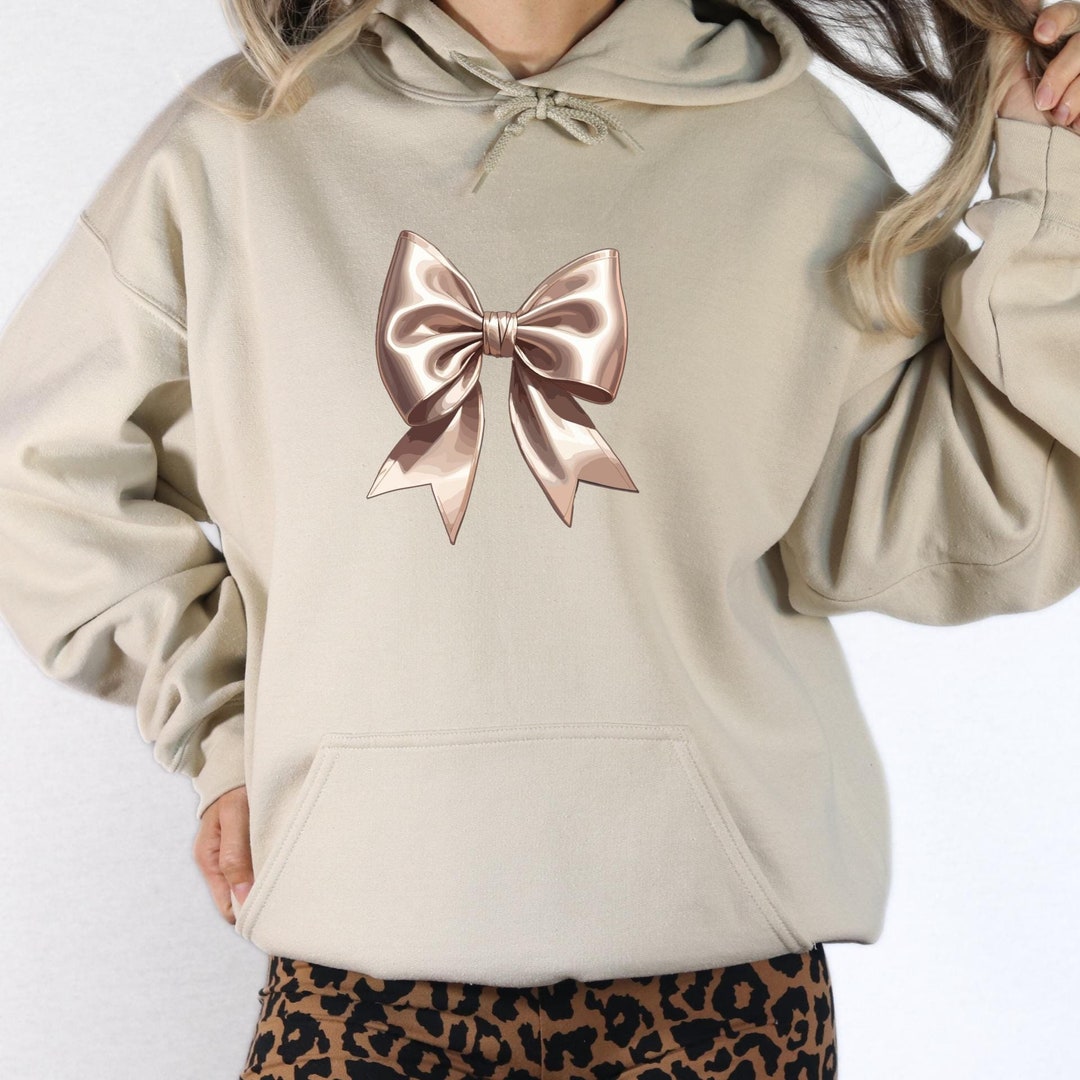 Toile De Jouy Bow Hoodie, Coquette Girl Hoodie, Feminine Floral Bow ...
