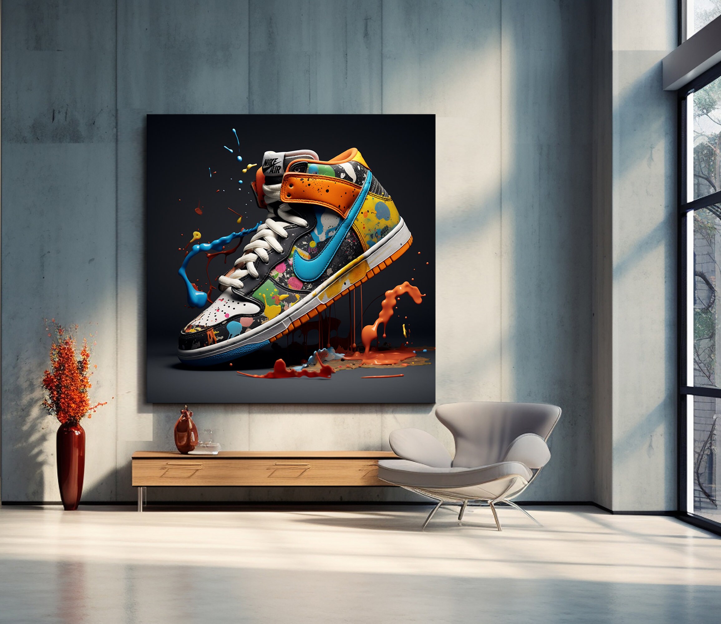 Black Nike Jordan Graffiti Style Canvas Wall Art Modern Graffiti Colour ...