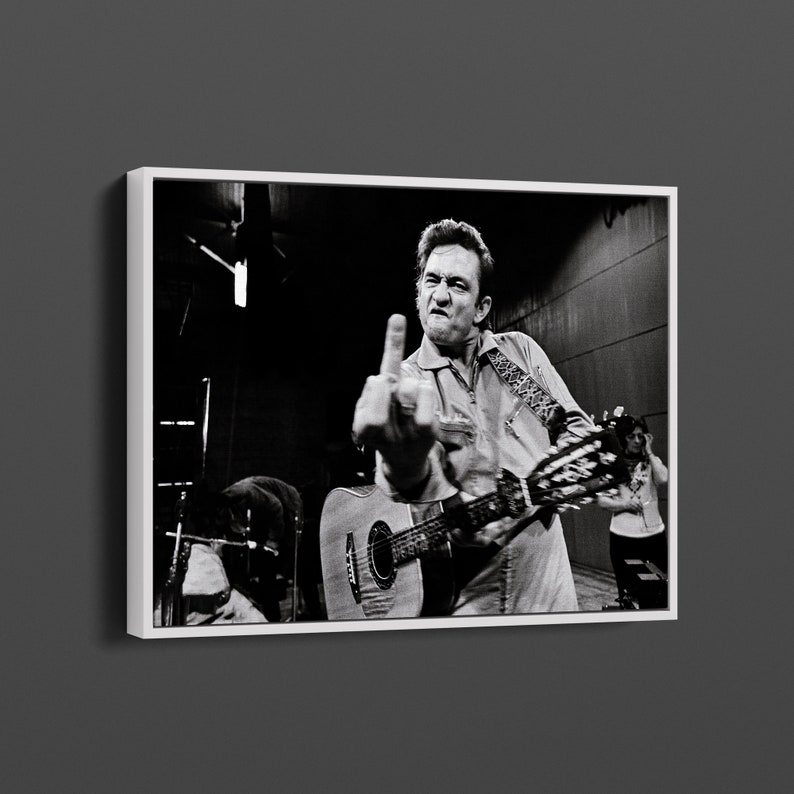 Johnny Cash Middle Finger at San Quentin Prison Canvas Wall Art ...