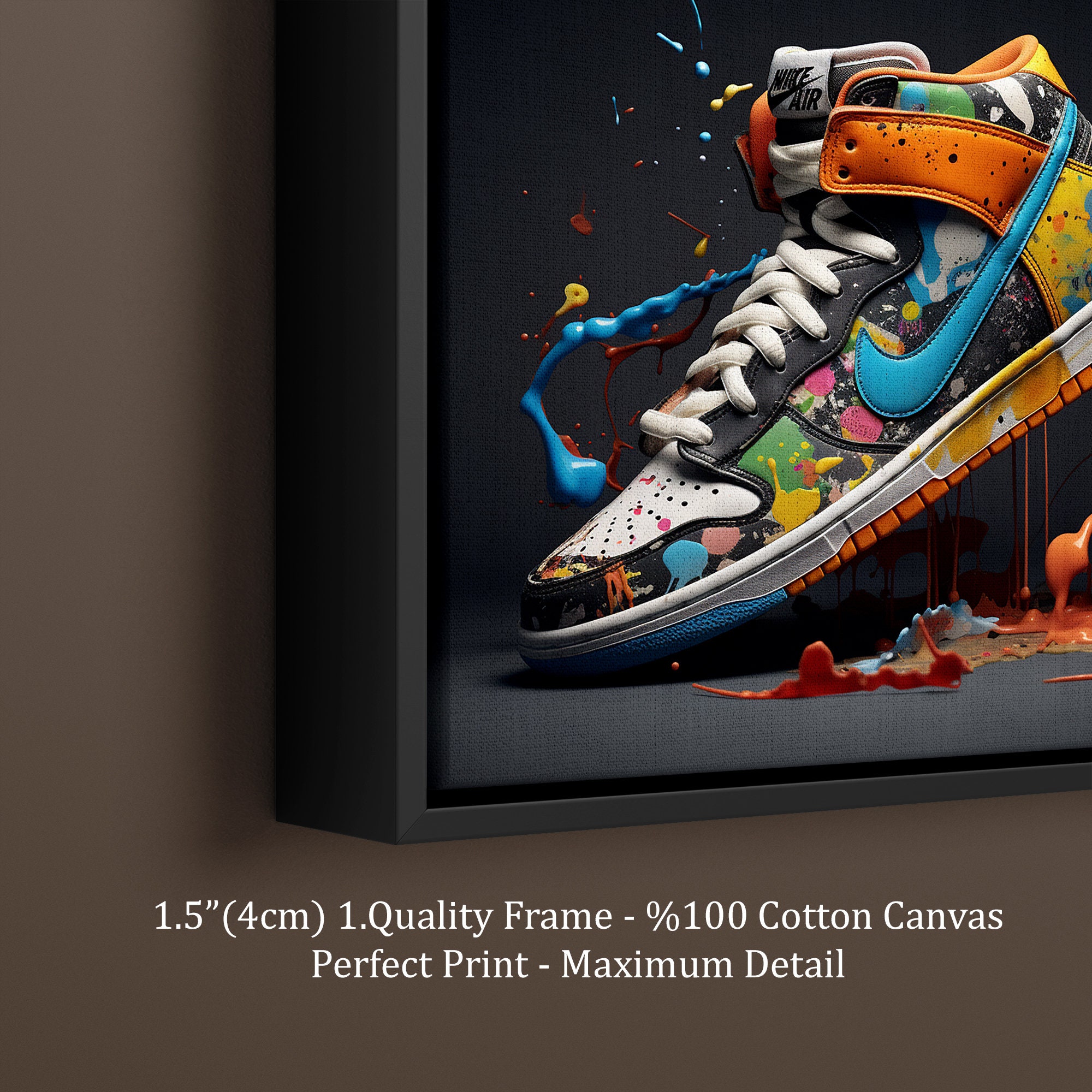 Black Nike Jordan Graffiti Style Canvas Wall Art Modern Graffiti Colour ...