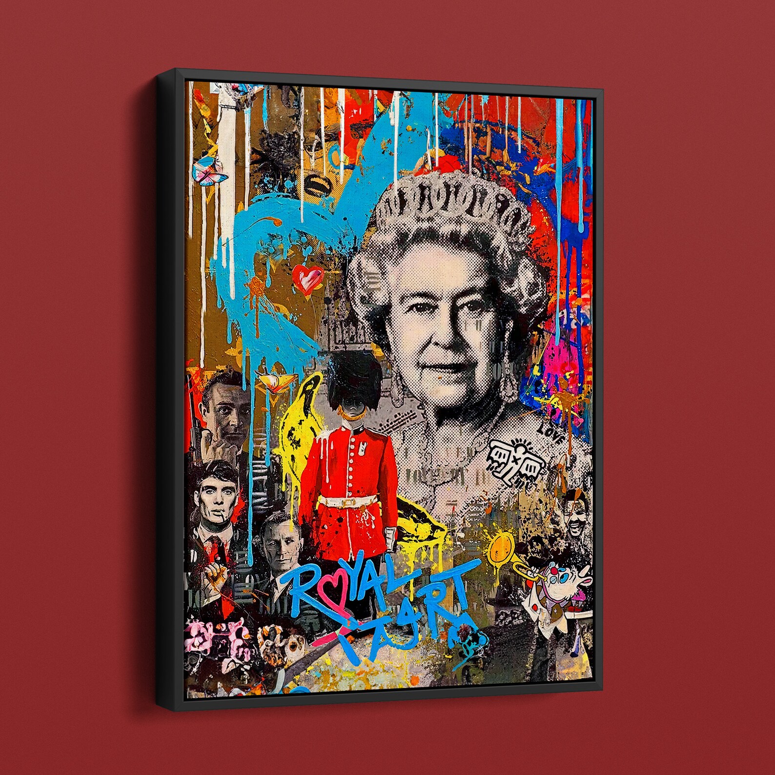 Banksy Queen Elizabeth Graffiti Pop Art Canvas, Banksy Style Pop Art ...
