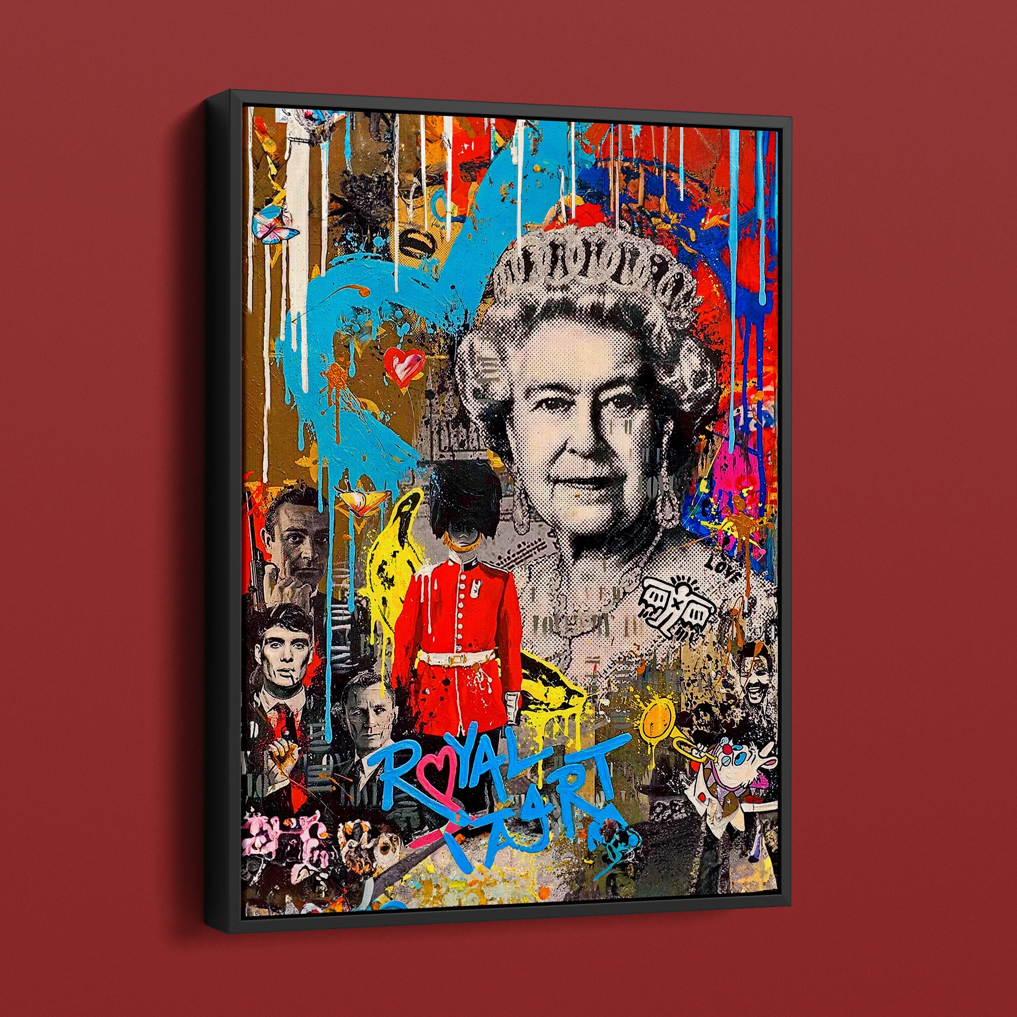 Banksy Queen Elizabeth Graffiti Pop Art Canvas, Banksy Style Pop Art ...