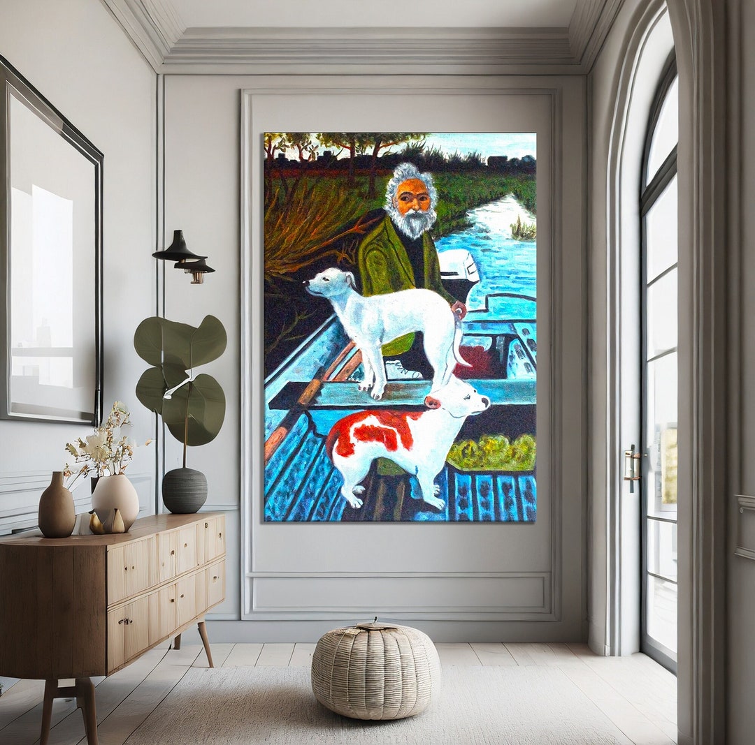 Goodfellas Old Man and Dogs Oil Painting Replica Print, Good Fellas ...