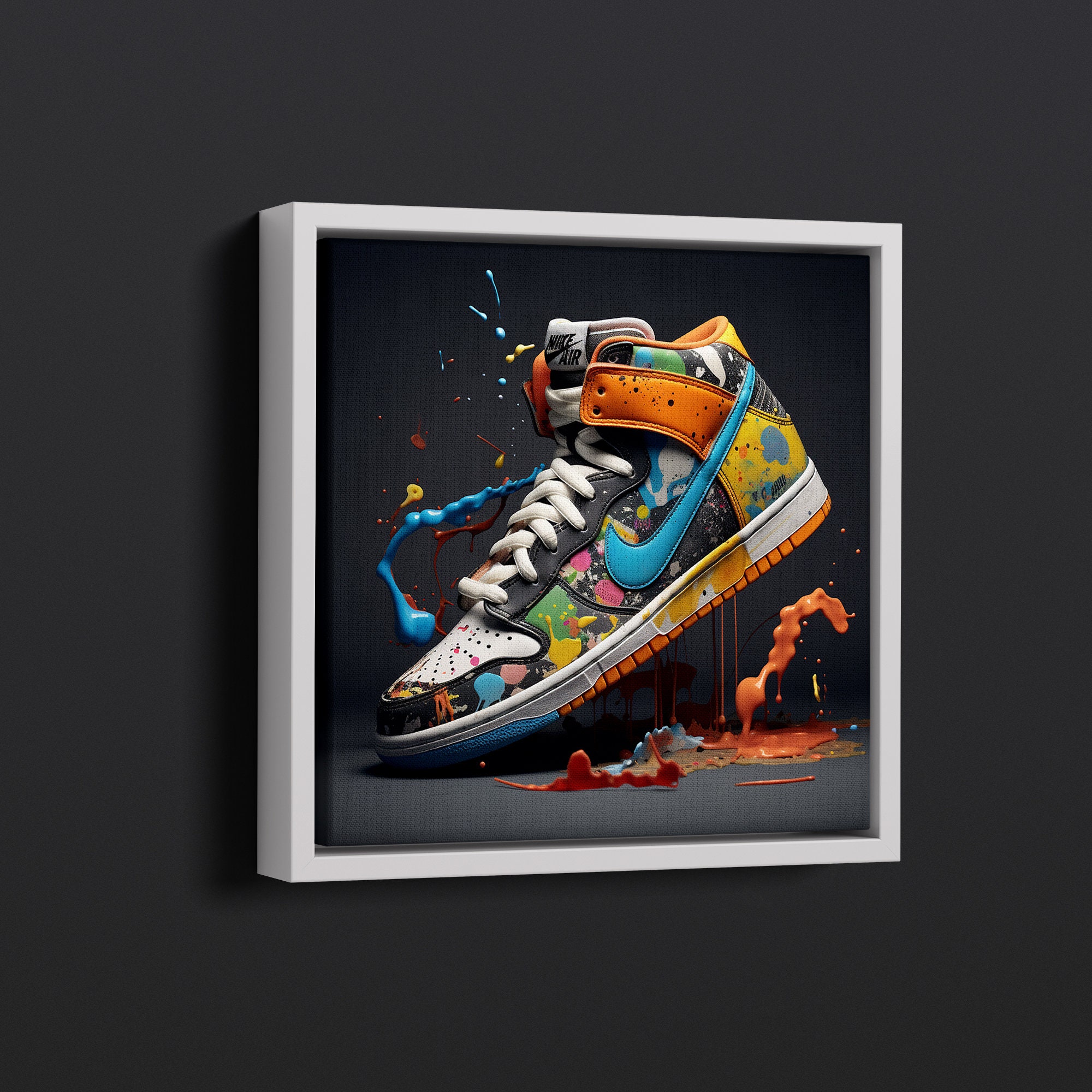 Black Nike Jordan Graffiti Style Canvas Wall Art Modern Graffiti Colour ...