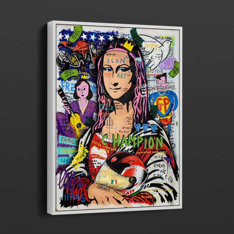 Mono Lisa Pop Art Graffiti Canvas Wall Art, Abstract Poster, Champion ...