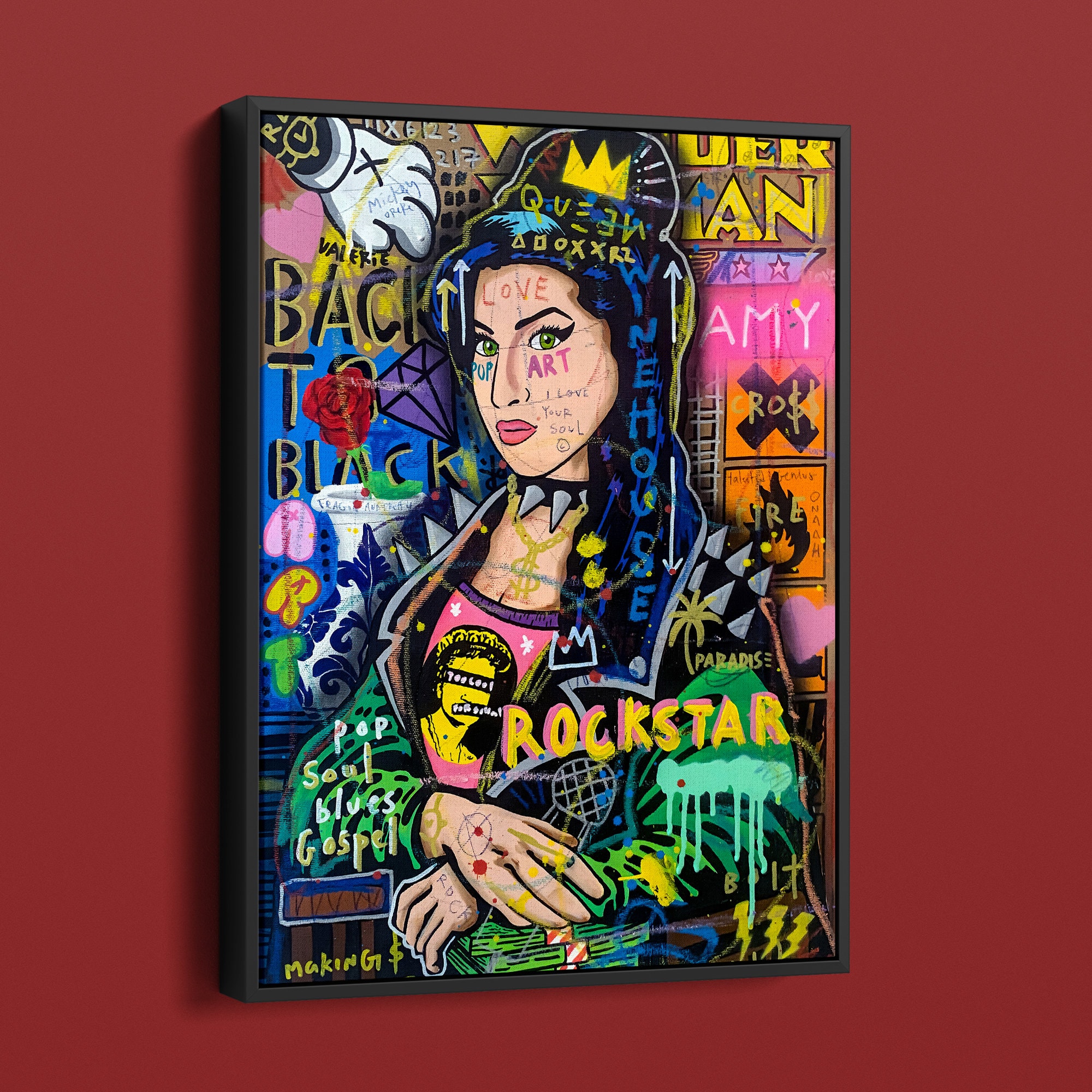 Amy Winehouse Pop Art Graffiti Canvas Wall Art, Abstract Poster ...