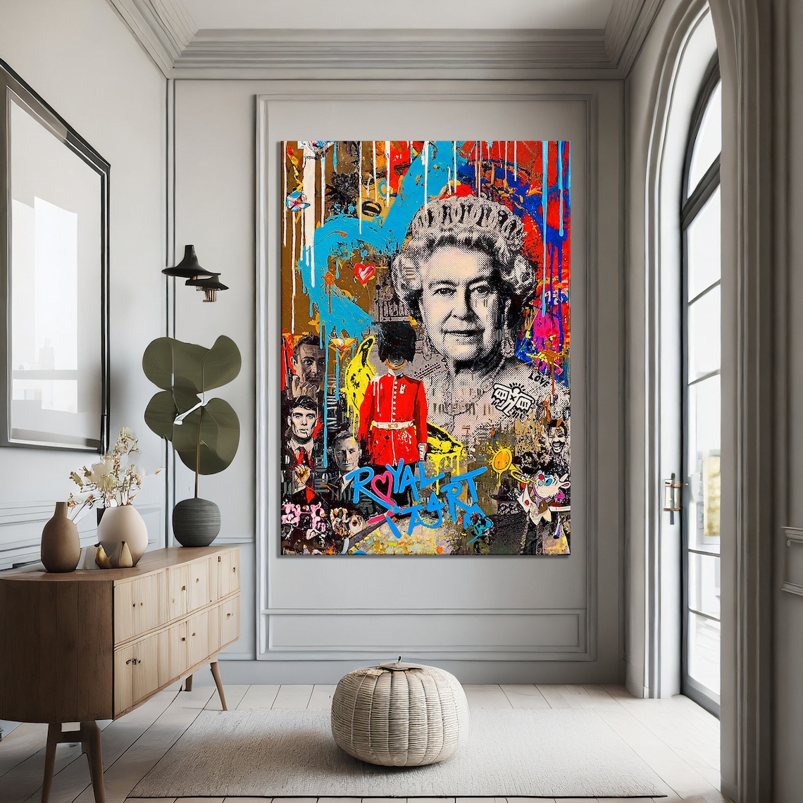 Banksy Queen Elizabeth Graffiti Pop Art Canvas, Banksy Style Pop Art ...