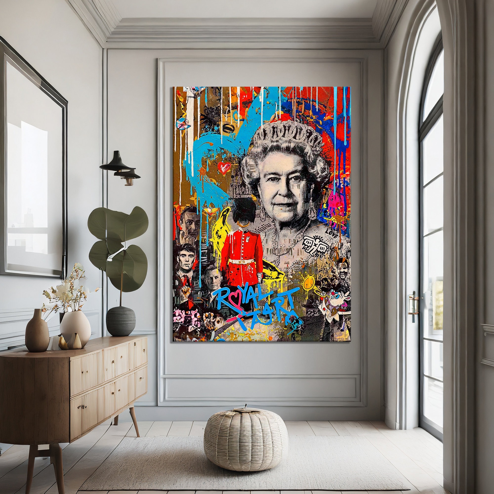 Banksy Queen Elizabeth Graffiti Pop Art Canvas, Banksy Style Pop Art ...