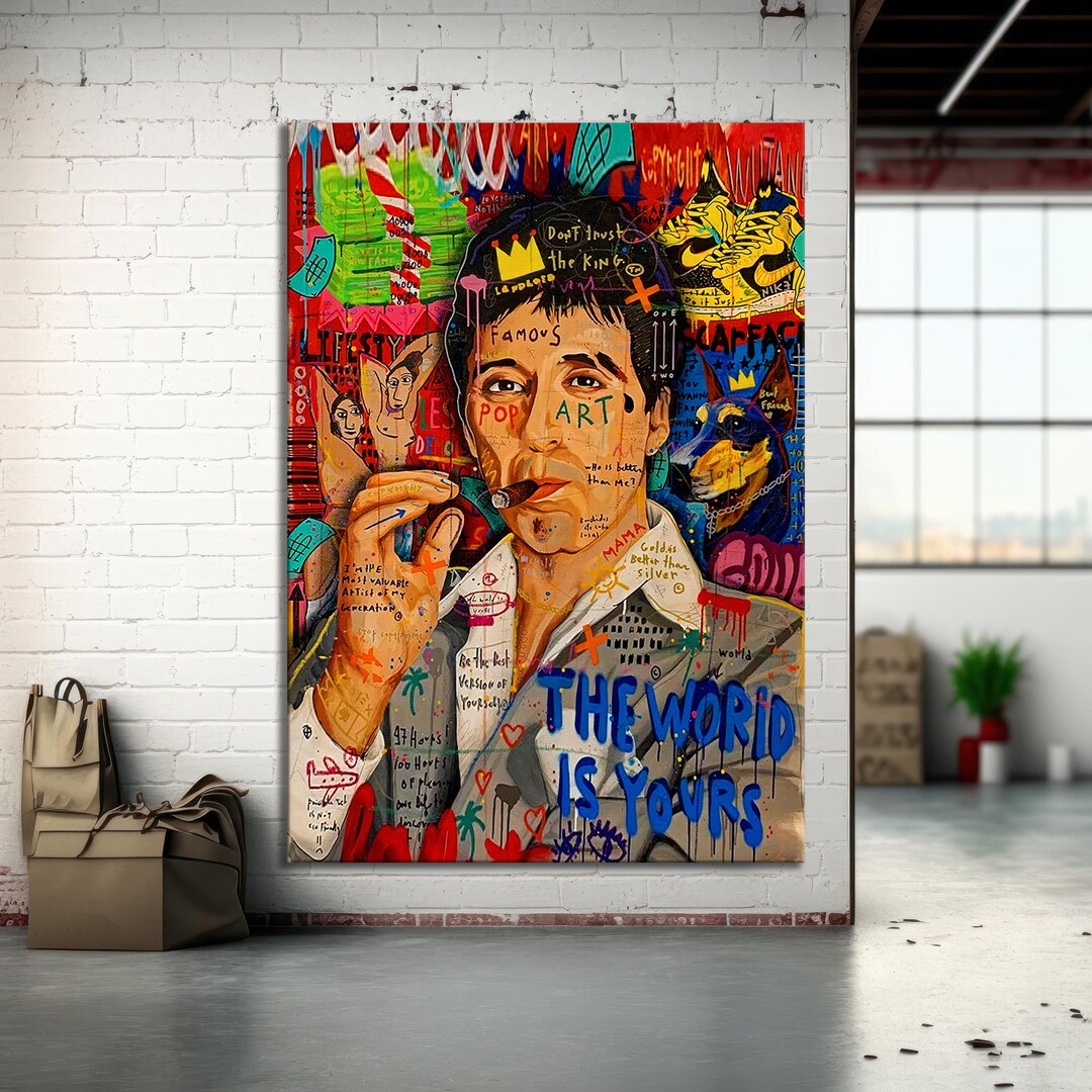 Tony Montana Pop Art Graffiti Canvas Wall Art, Al Pacino Abstract ...