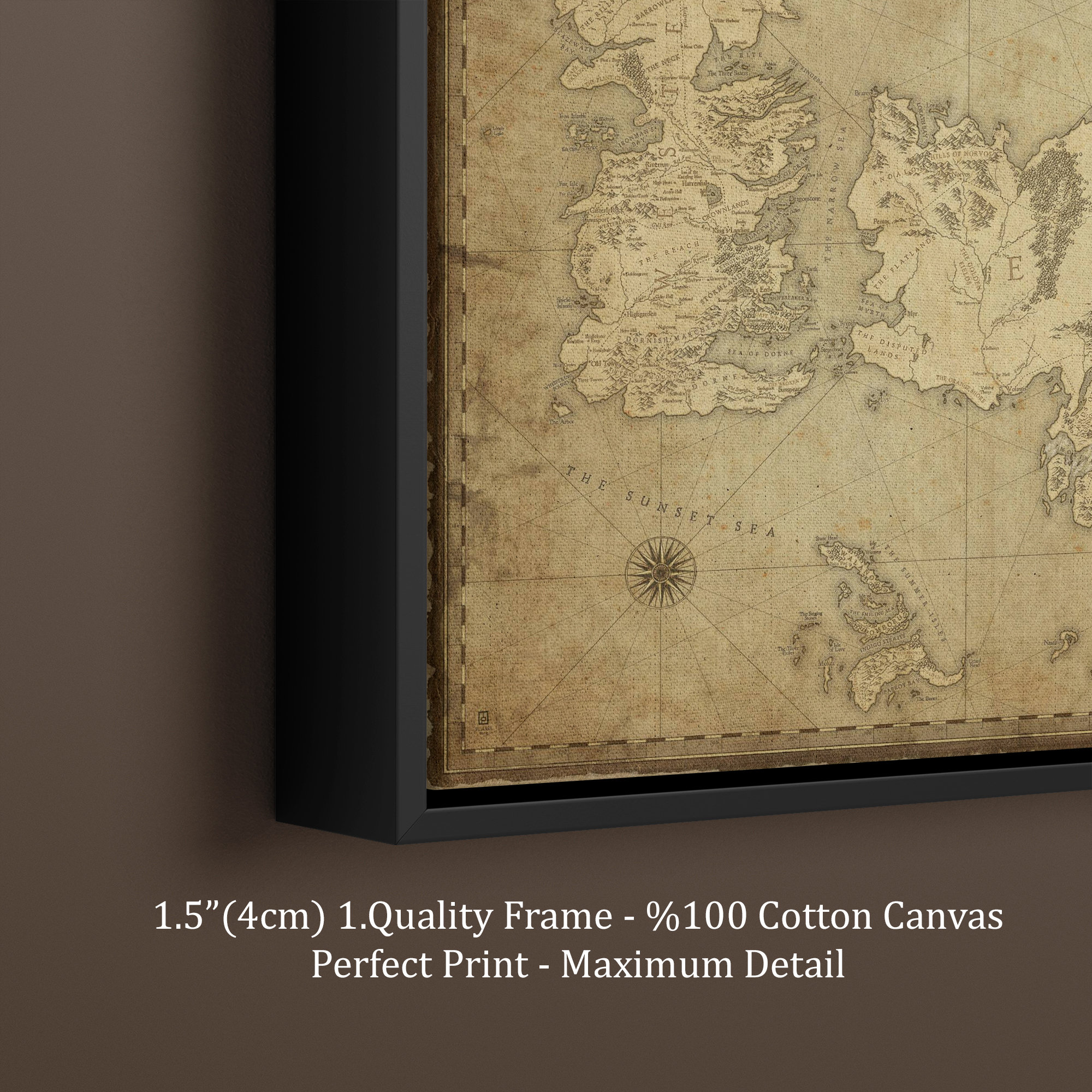 Westeros Vintage Map Canvas/poster, Game of Thrones Wall Decor, Ready ...