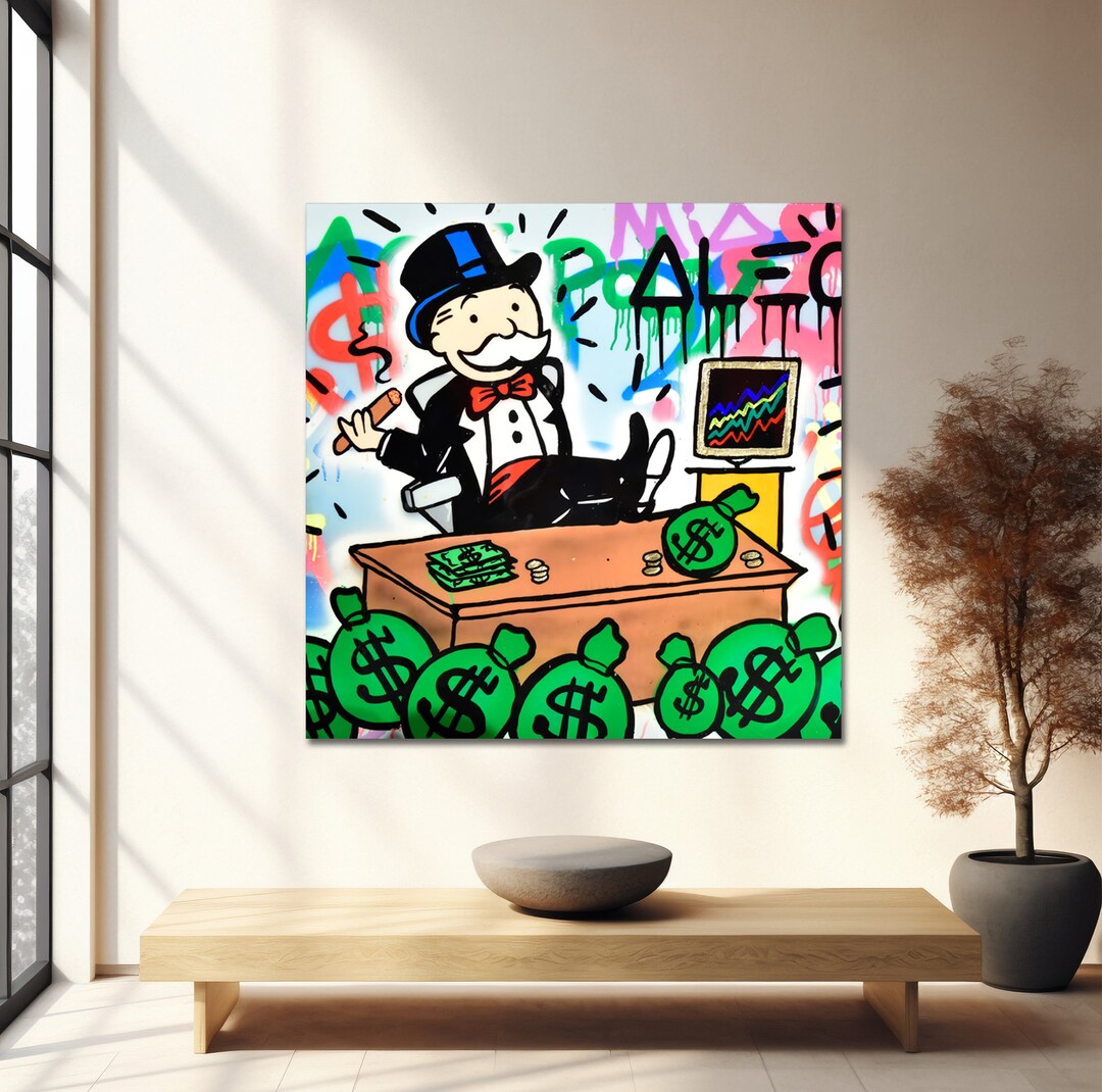 Mr. Monopoly Boss Graffiti Pop Art Canvas Wall Art, Abstract Poster ...