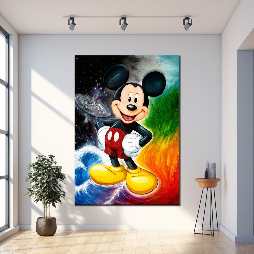 Mickey Mouse Canvas Art Print Abstract Disney Wall Decor Mickey Framed