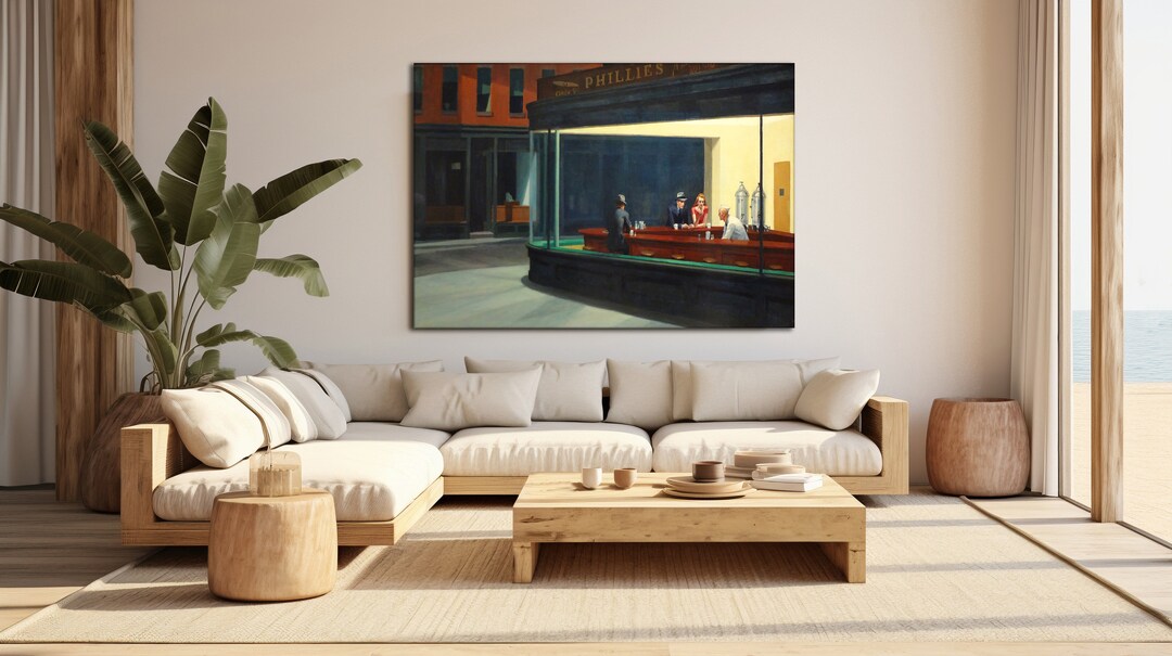 Edward Hopper Reproduction Wall Art, Nighthawks 1942 Oil Painting Print ...