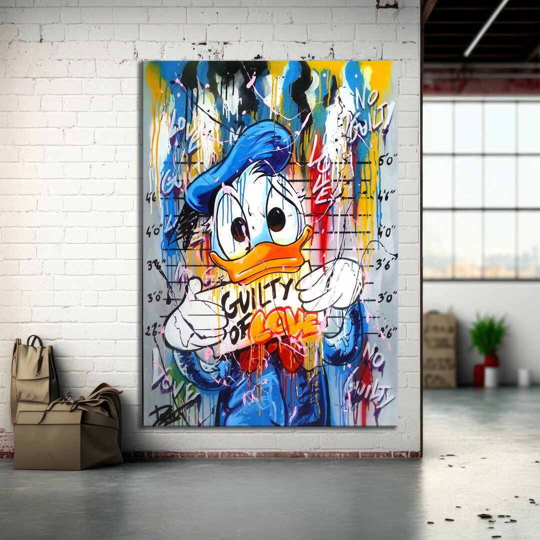 Donald Duck Guilty of Love Pop Art Graffiti Canvas Wall Art, Abstract ...