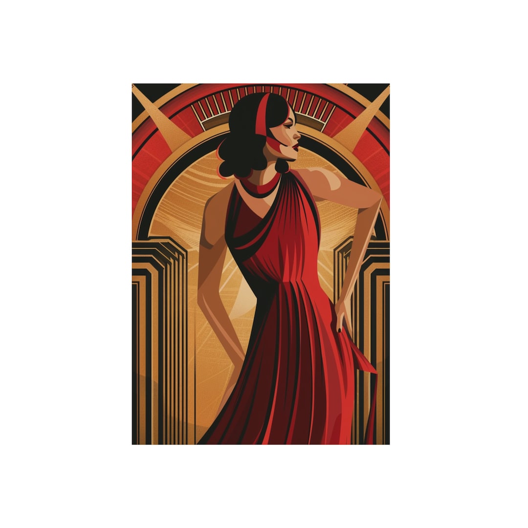 Scarlet Splendor 1920s Art Deco Elegance Aluminum Poster - Etsy