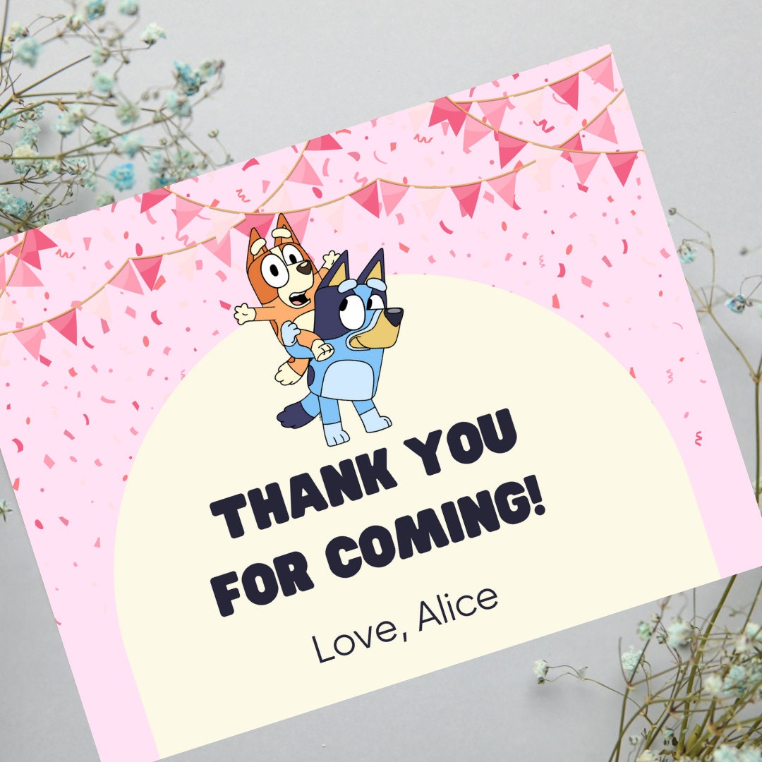 Bluey Thank You Card, Digital Download, Editable Party Invitation ...