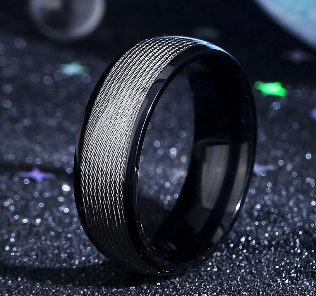 Silver Guitar String Promise Rings, Fire and Ice Strings Bands, 8mm ...