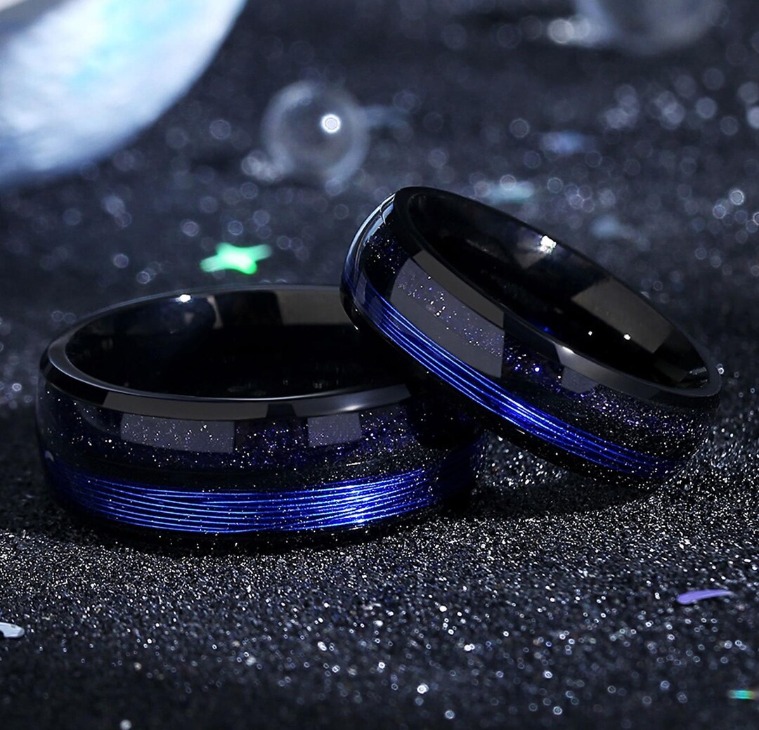 Blue Flame Guitar String Rings Set, Couple's Matching Promise Rings - Etsy