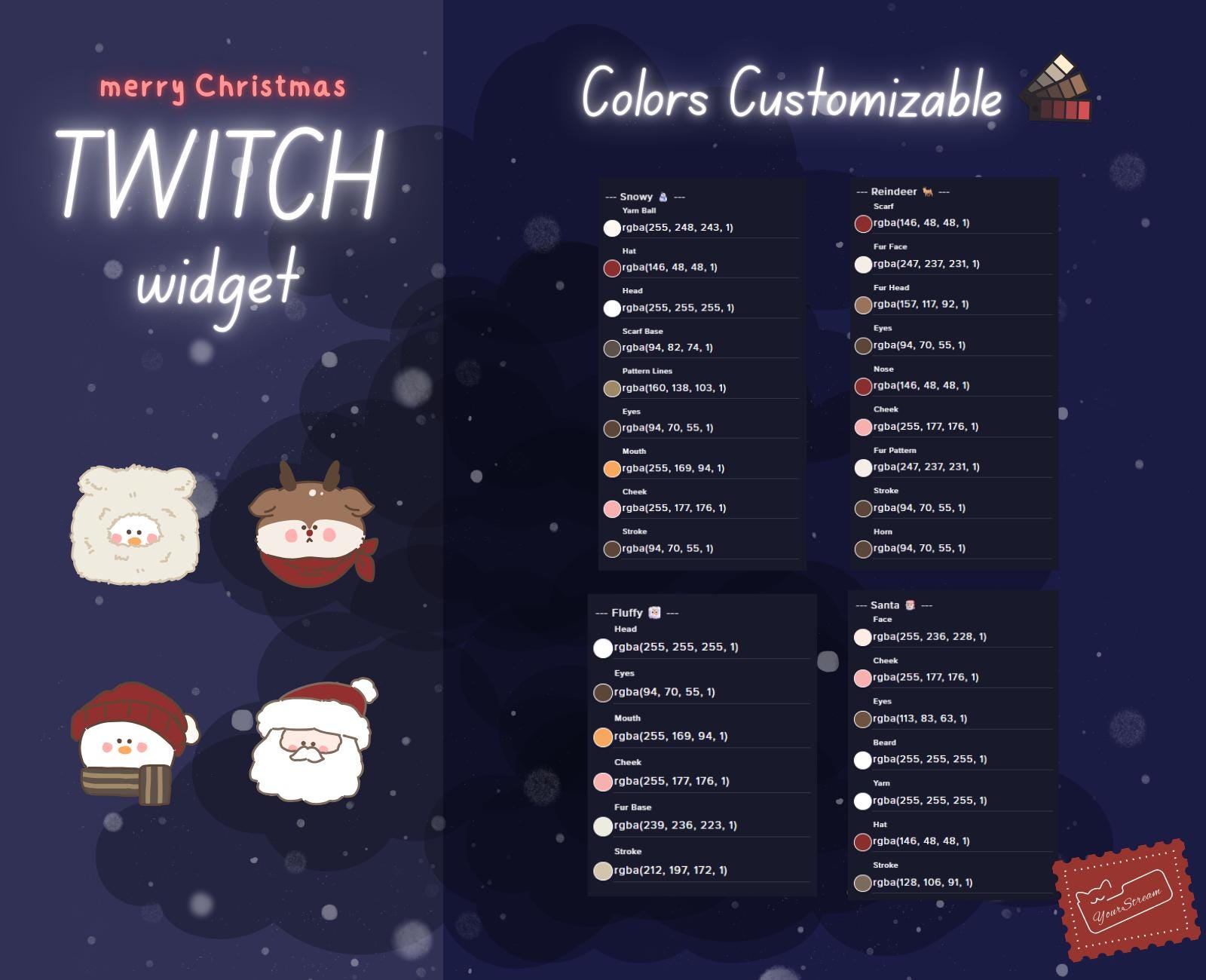 Christmas Twitch Chat Widget | Live Chat Box | 4 Avatars (santa ...