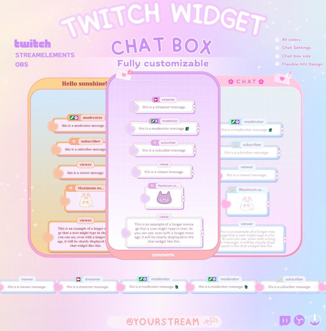 Heart Twitch Chatbox Widget: Pastel Vtuber Stream Overlay (digital ...