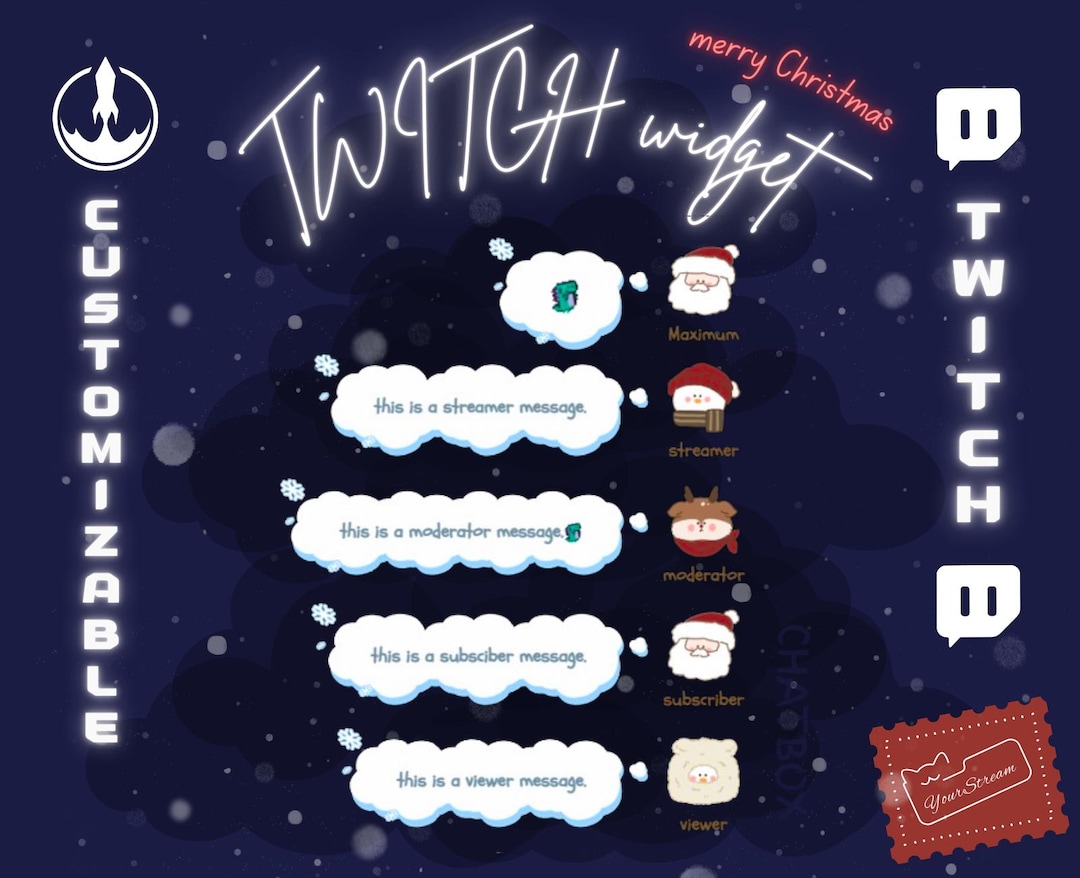 Christmas Twitch Chat Widget | Live Chat Box | 4 Avatars (santa ...