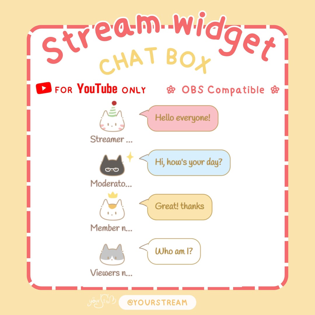 Cute Cat Stream Chat Widget L Only for Youtube L Vtuber L Customizable ...