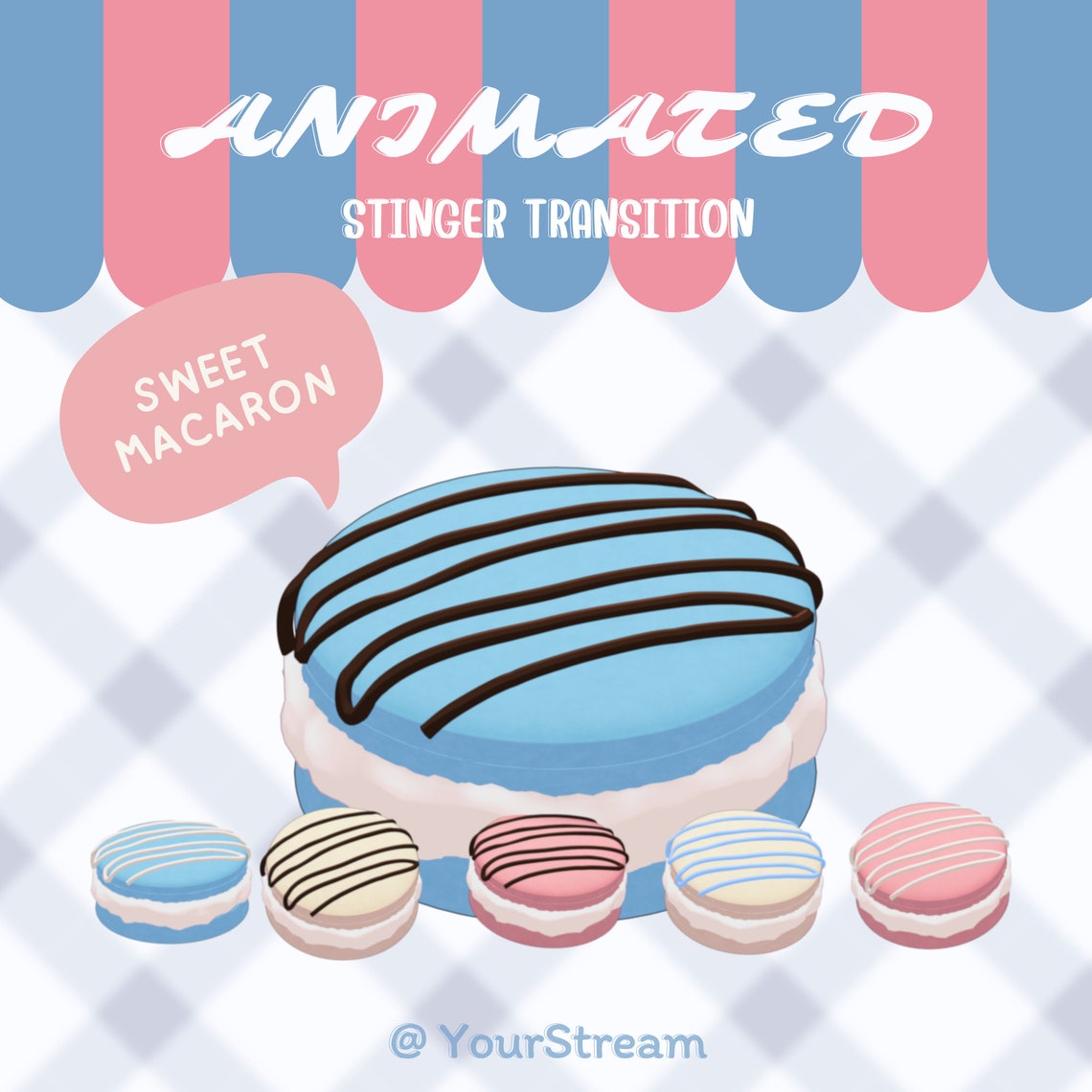 Sweet Macaron Animated Stinger Transition L Pastel Twitch Asset L Dessert Cafe Theme Decoration ...