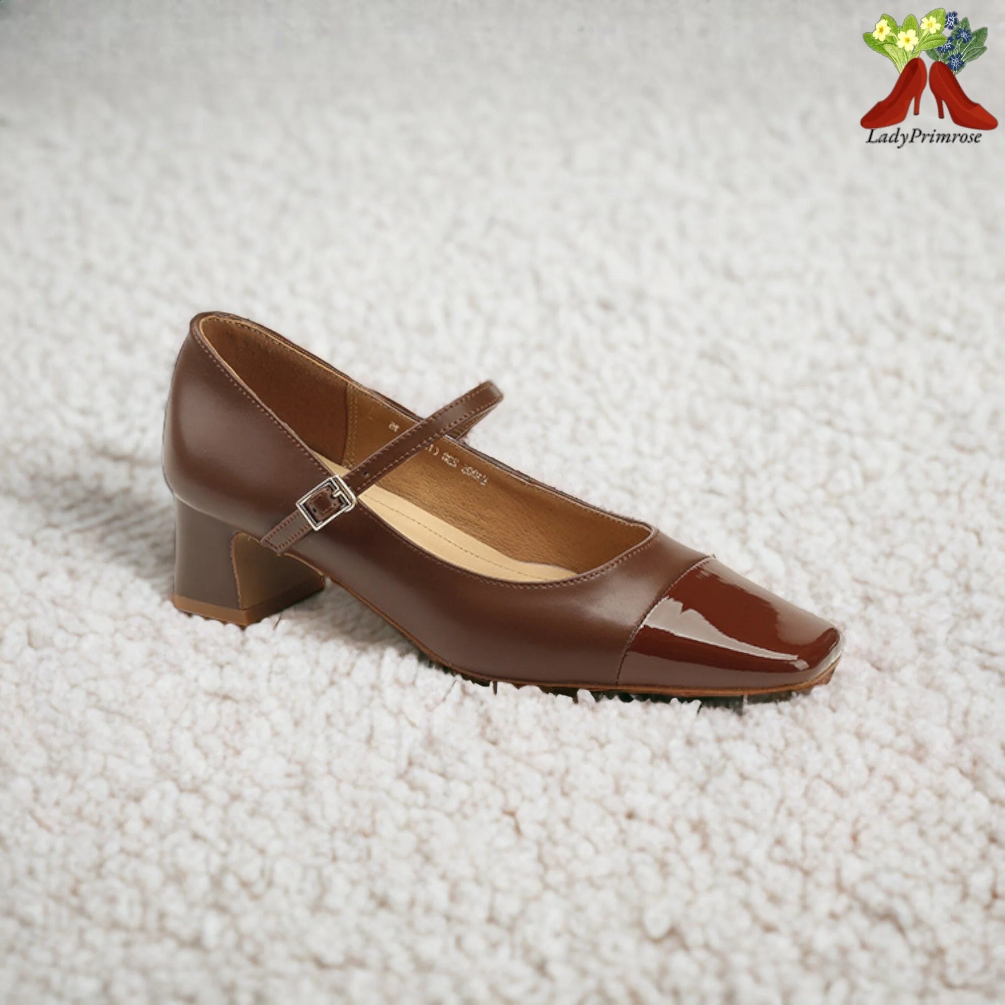 Womens Square Toe Retro Leather Adjustable Ankle Strap Mary Janes ...