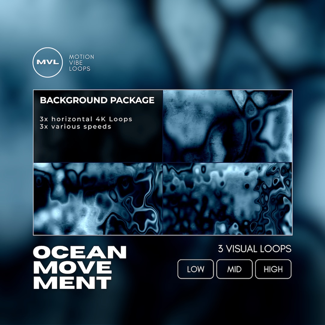 3 Ocean Movement Animated Background | Liquid Abstract VJ Loops | Water ...
