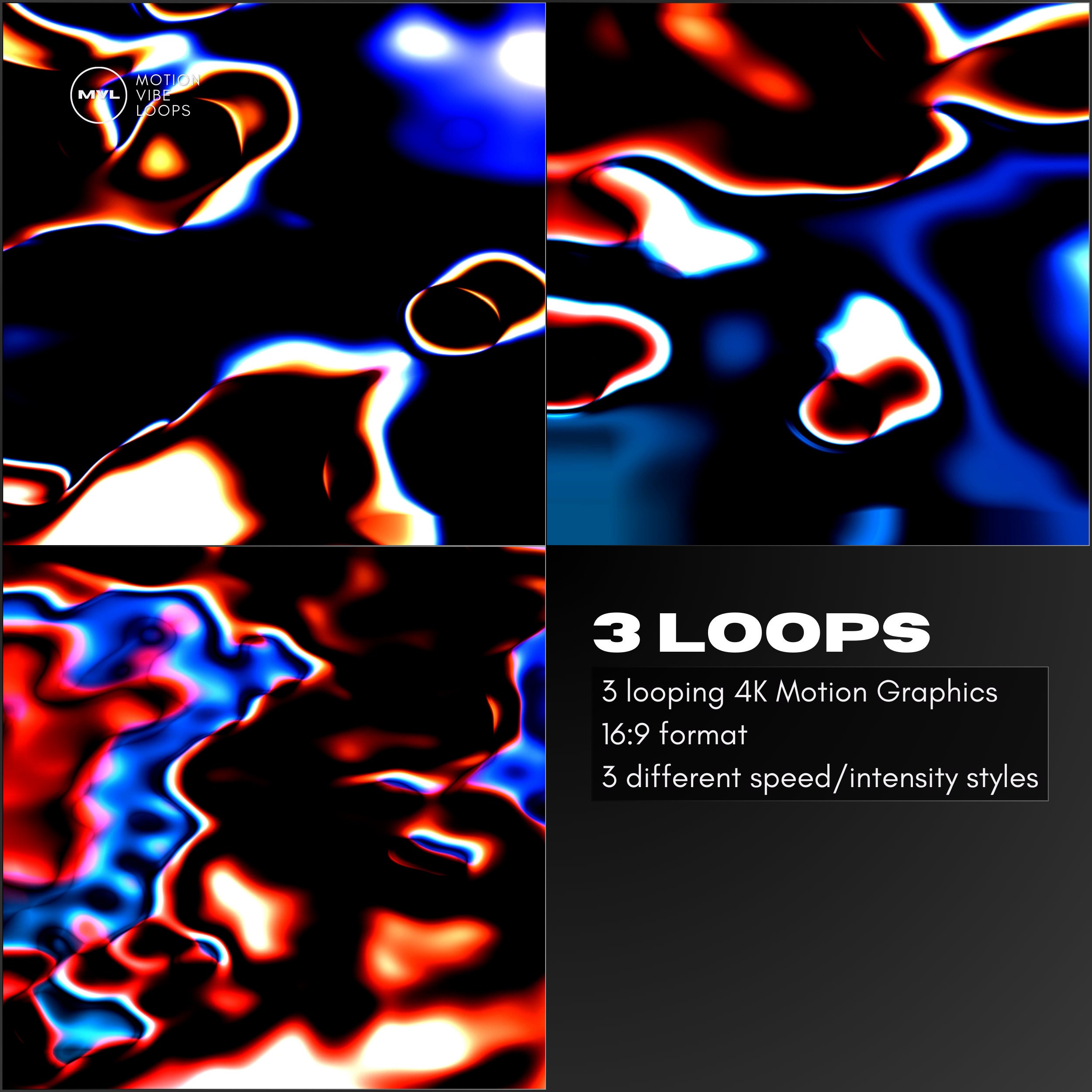 Animated Motion Backgrounds - 4K UHD Vibrant Blue & Red Motion Grahpics ...