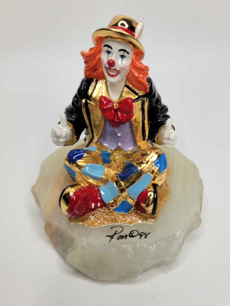 5 Ron Lee Limited Edition Clown Figurines 24K Gold, Brass & Marble ...