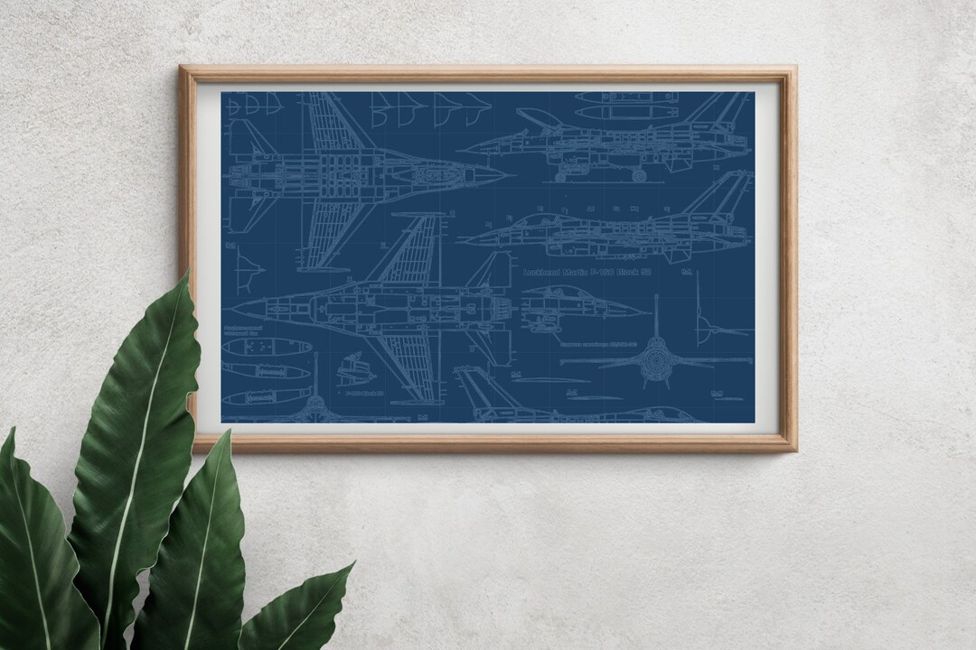 F-16 Airplane Blueprint Poster - Etsy