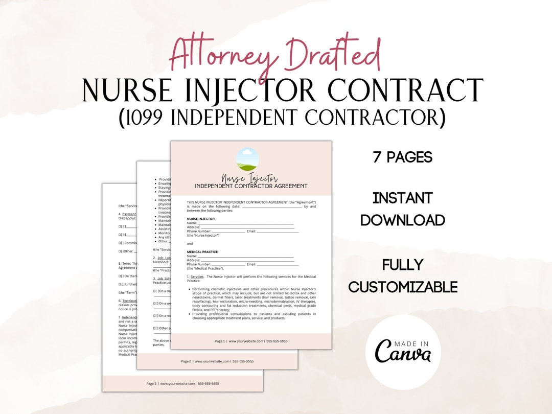 Nurse Injector Contract, Medical Spa Forms, Nurse Injector Template ...