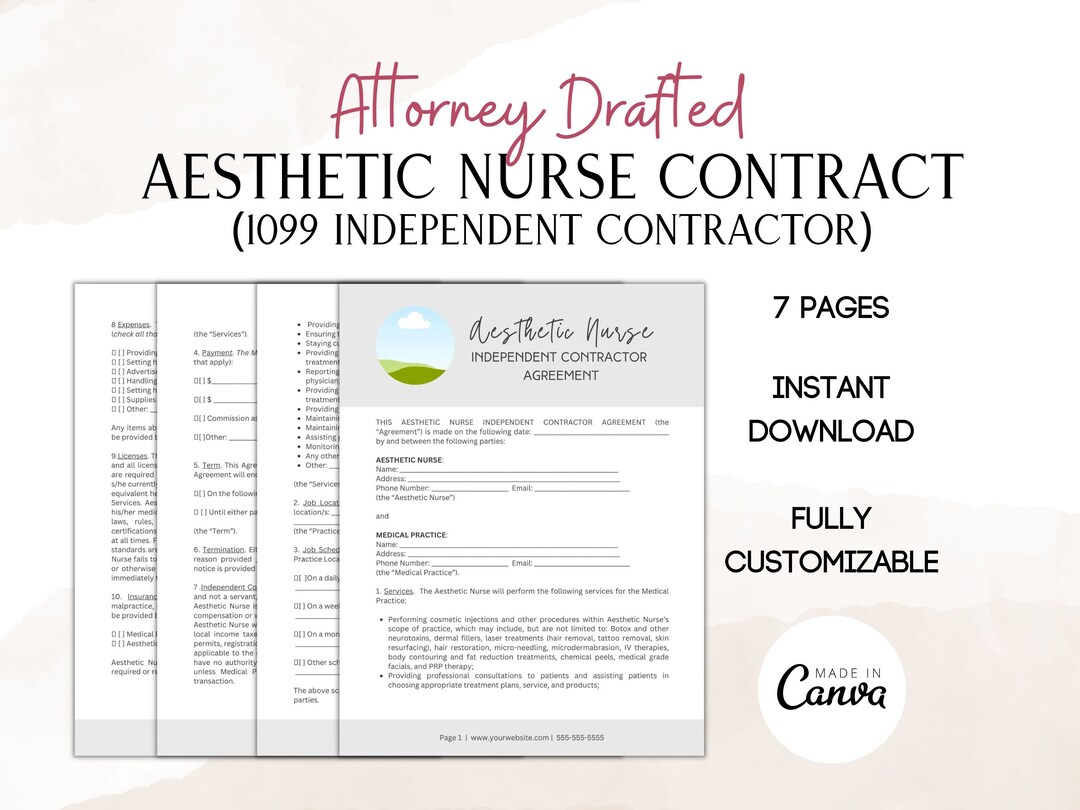 Aesthetic Nurse Contract, Cosmetic Nurse Injector 1099 Independent ...