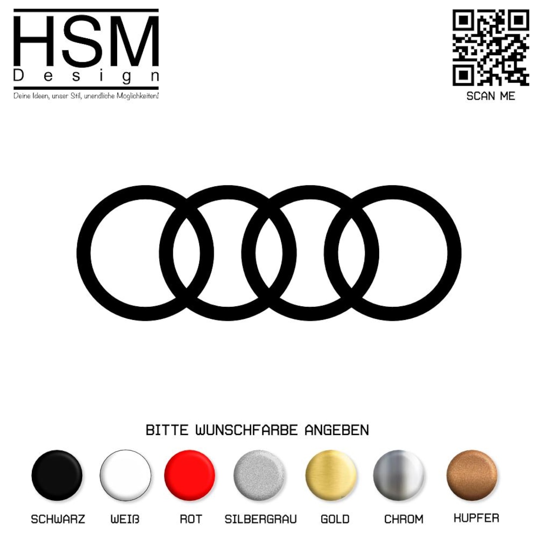 Audi Logo Sticker 15 Cm – Car Sticker, Audi Rings Decal, Tuning Sticker ...