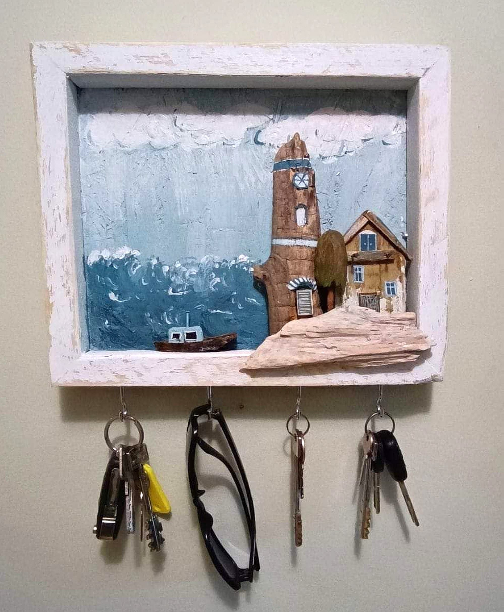 Lighthouse Key Holder, Driftwood Key Holder, Driftwood Key Hanger ...