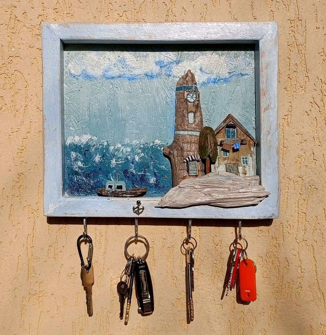 Lighthouse Key Holder, Driftwood Key Holder, Driftwood Key Hanger ...