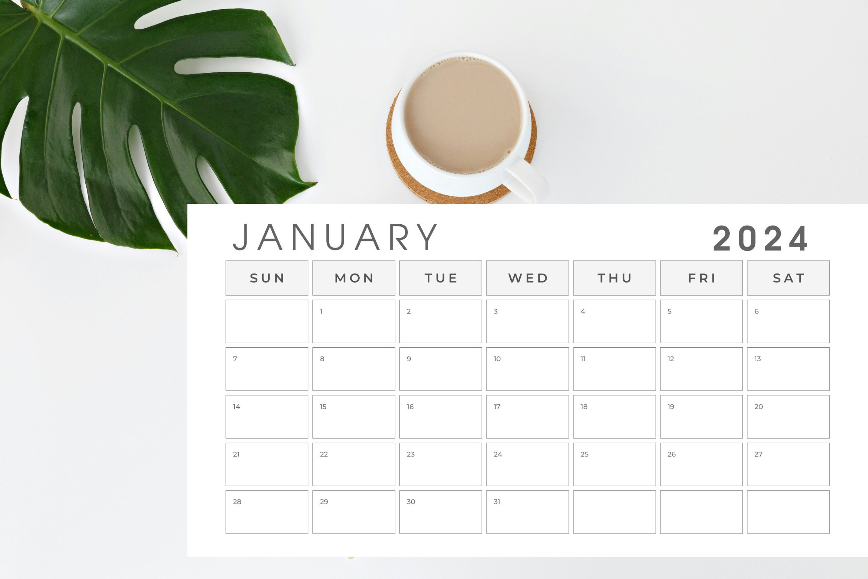 2024 Printable Calendar | Monthly Planner 2024 | A4 Format | Minimalist ...