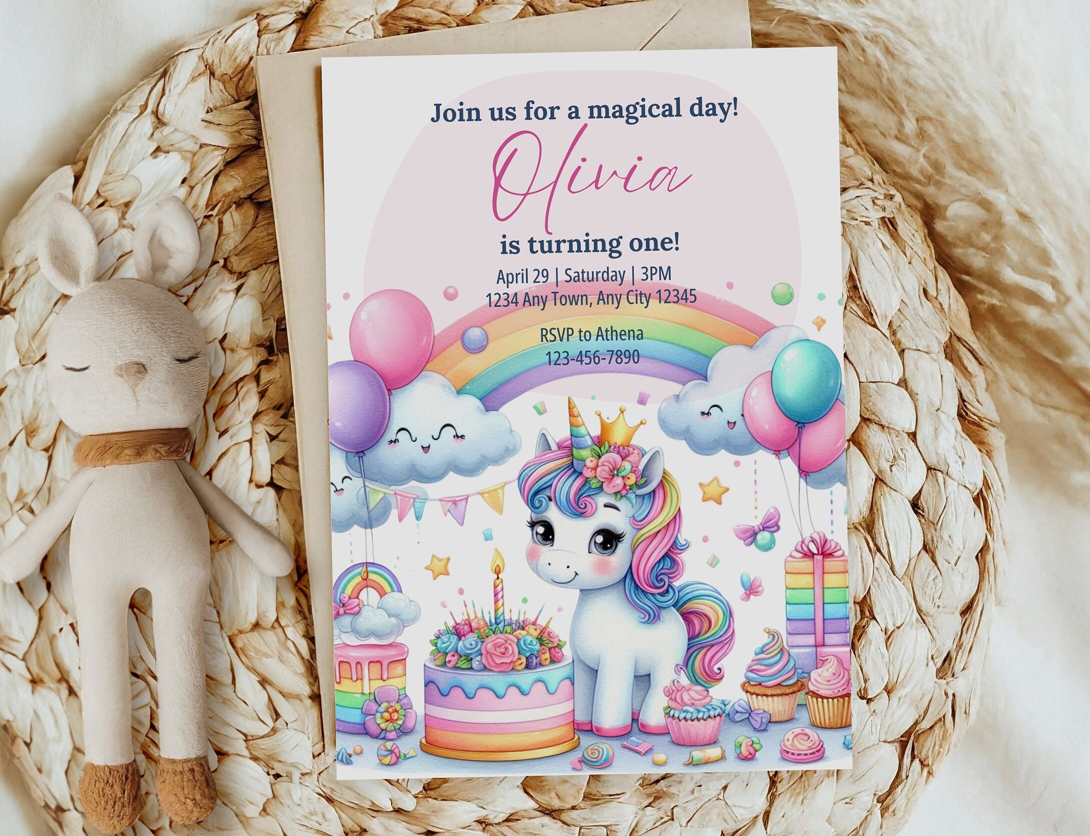 Unicorn Birthday Invitation, Whimsical Birthday, Mythical Creatures ...