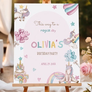 Editable Rainbow Unicorn Birthday Invitation, Magical Pastel Whimsical ...