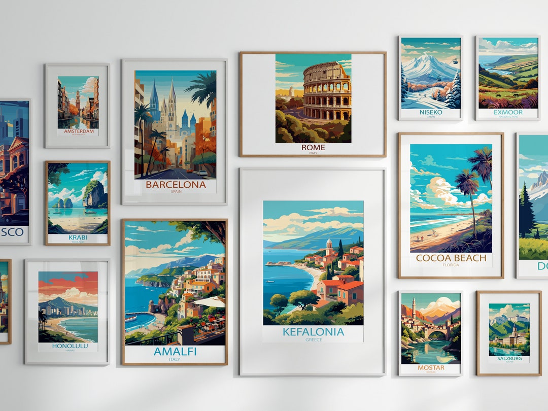 30 Travel Poster, Gallery Wall Art, World Travel Wall Art, Eclectic ...