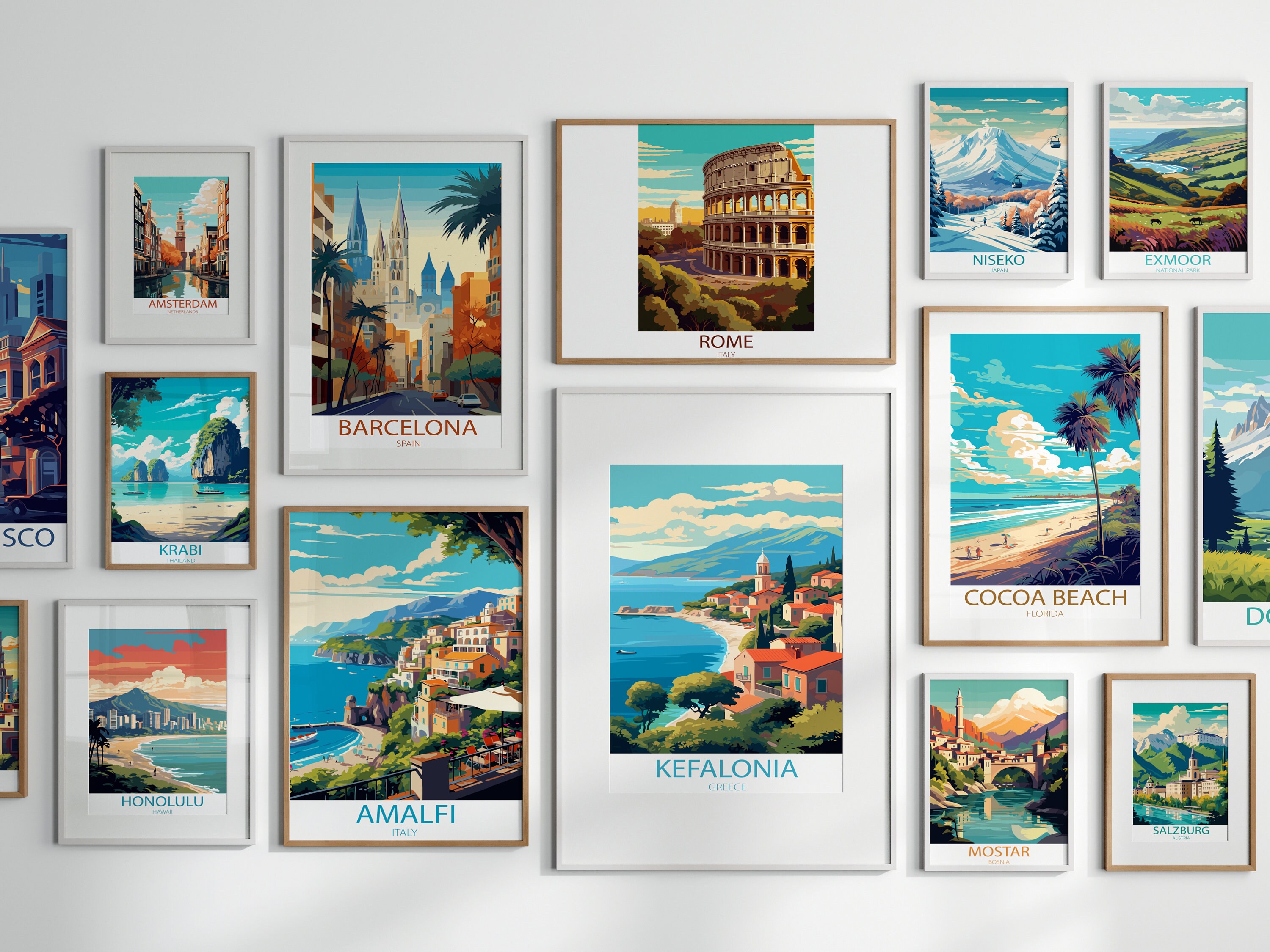 30 Travel Poster, Gallery Wall Art, World Travel Wall Art, Eclectic ...