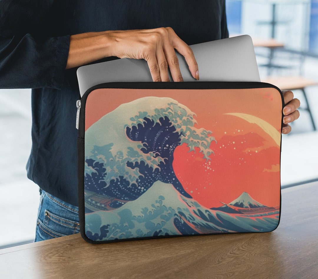 The Great Wave Sunset Laptop Sleeve, Design Computer Bag, PC Sleeve ...