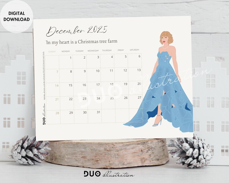 Taylor Calendar 2025 - With Taylor Lyrics, Outfits - Eras Tour Wall ...