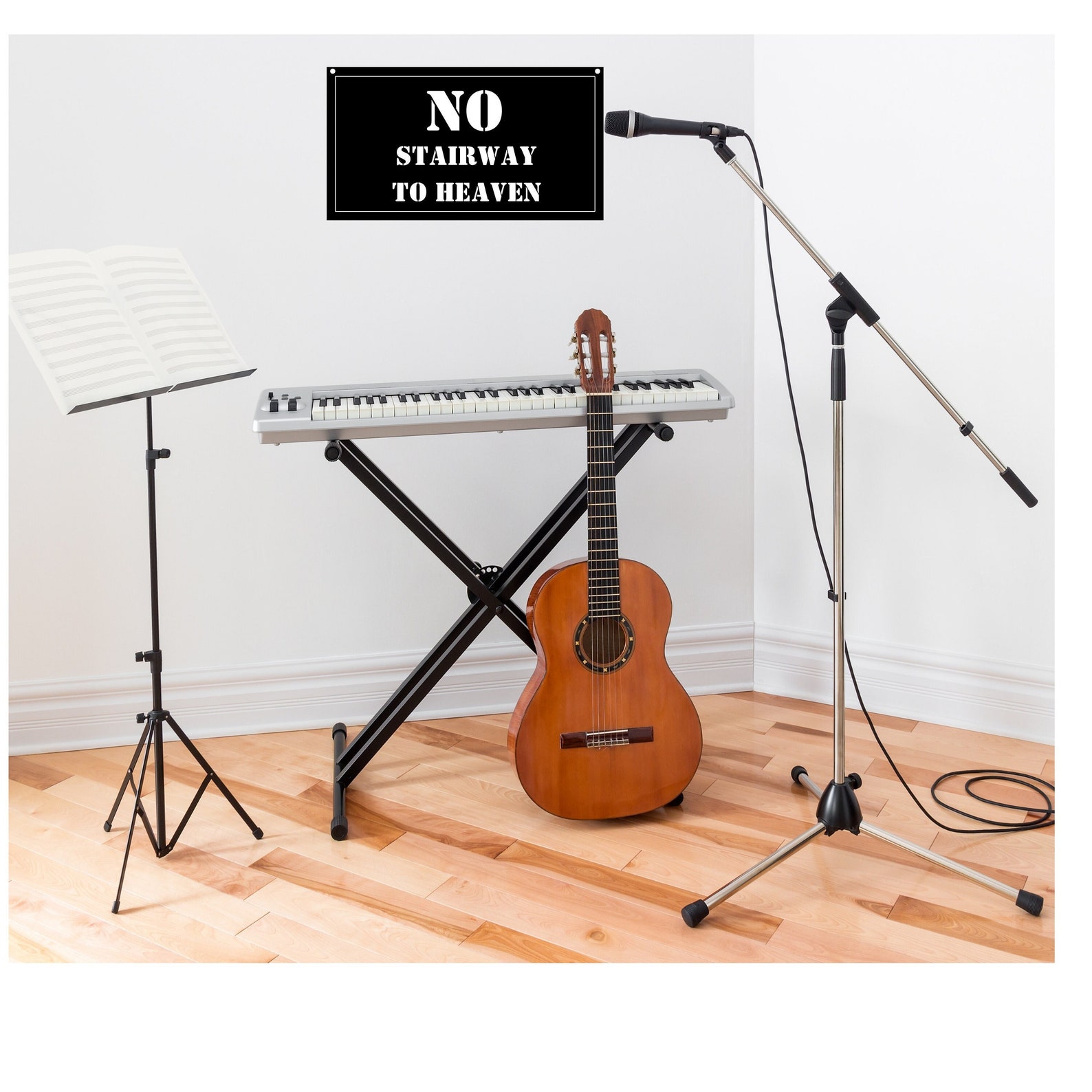 Music Room Sign | No Stairway to Heaven Sign | Guitar Sign - Etsy