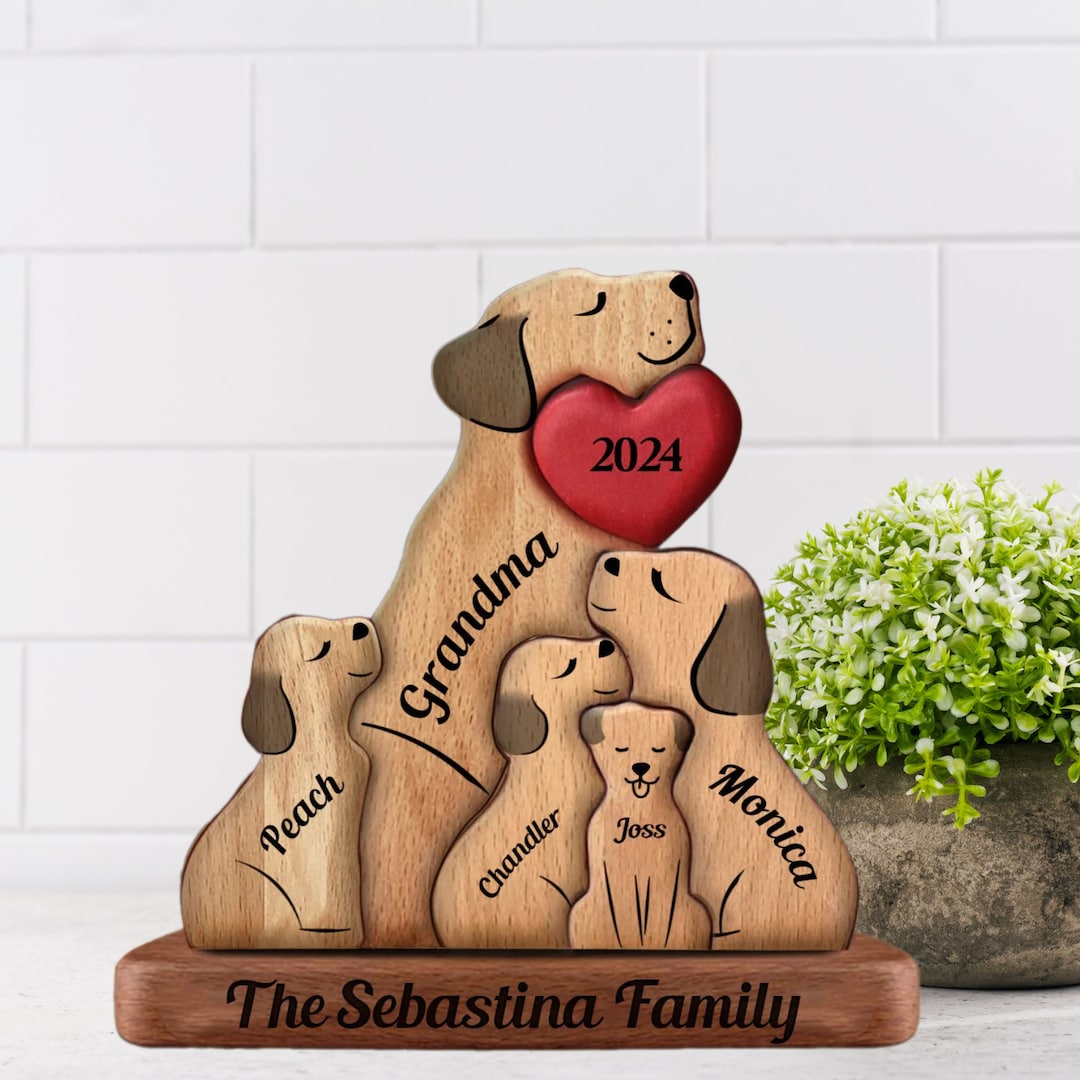 Personalized Handcrafted Wooden Dogs Family Name Puzzle Custom Dogs ...