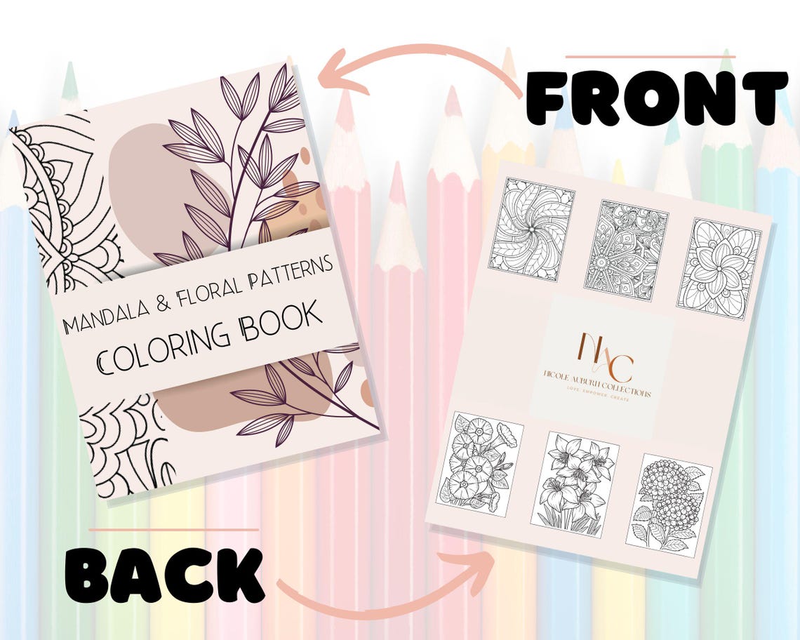 Flowers and Mandala Print Coloring Book, Adult Coloring Book, Stress ...