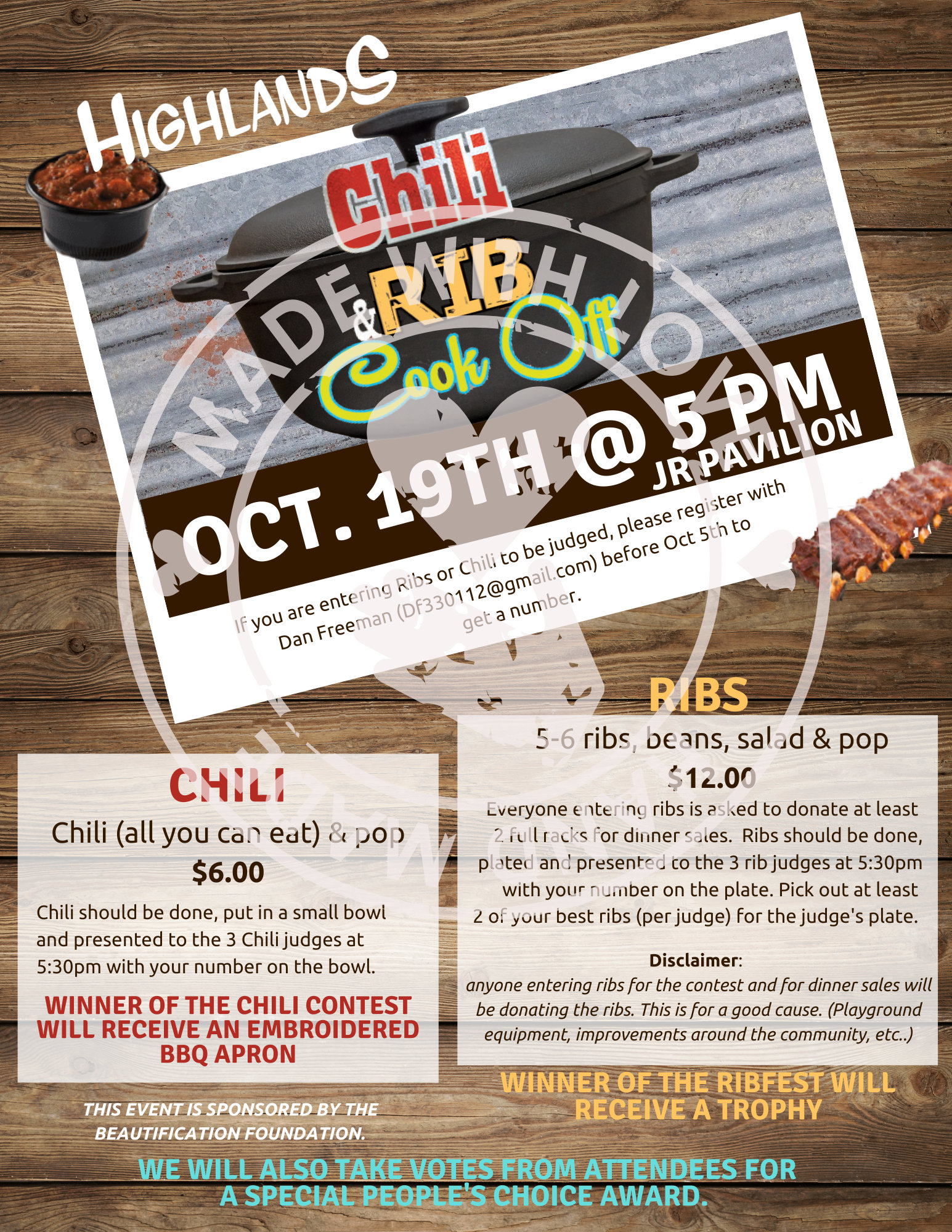 Chili and Rib Fest Fundraiser Flyer, Benefit Charity Nonprofit Party ...