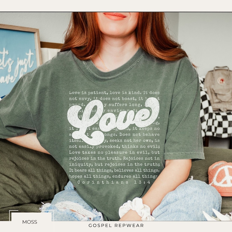 Love is 1 Corinthians 13 Tshirt, Comfort Colors Shirt, Bible Verse Tee ...